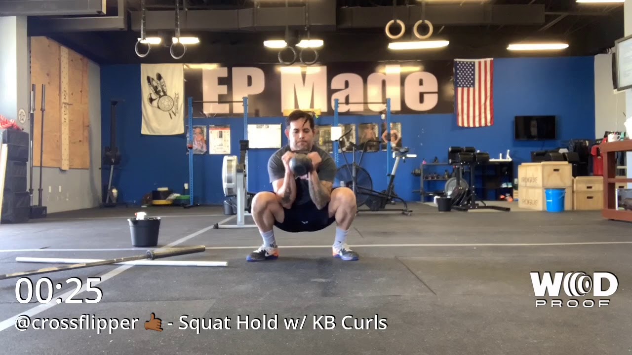 Squat hold W/ KB Curls Warm Up - YouTube