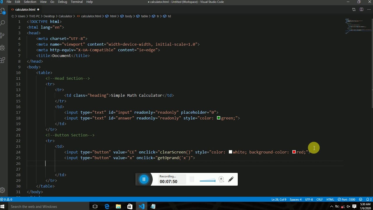 How We Can Build A Calculator Using Html Css And Javascript Youtube