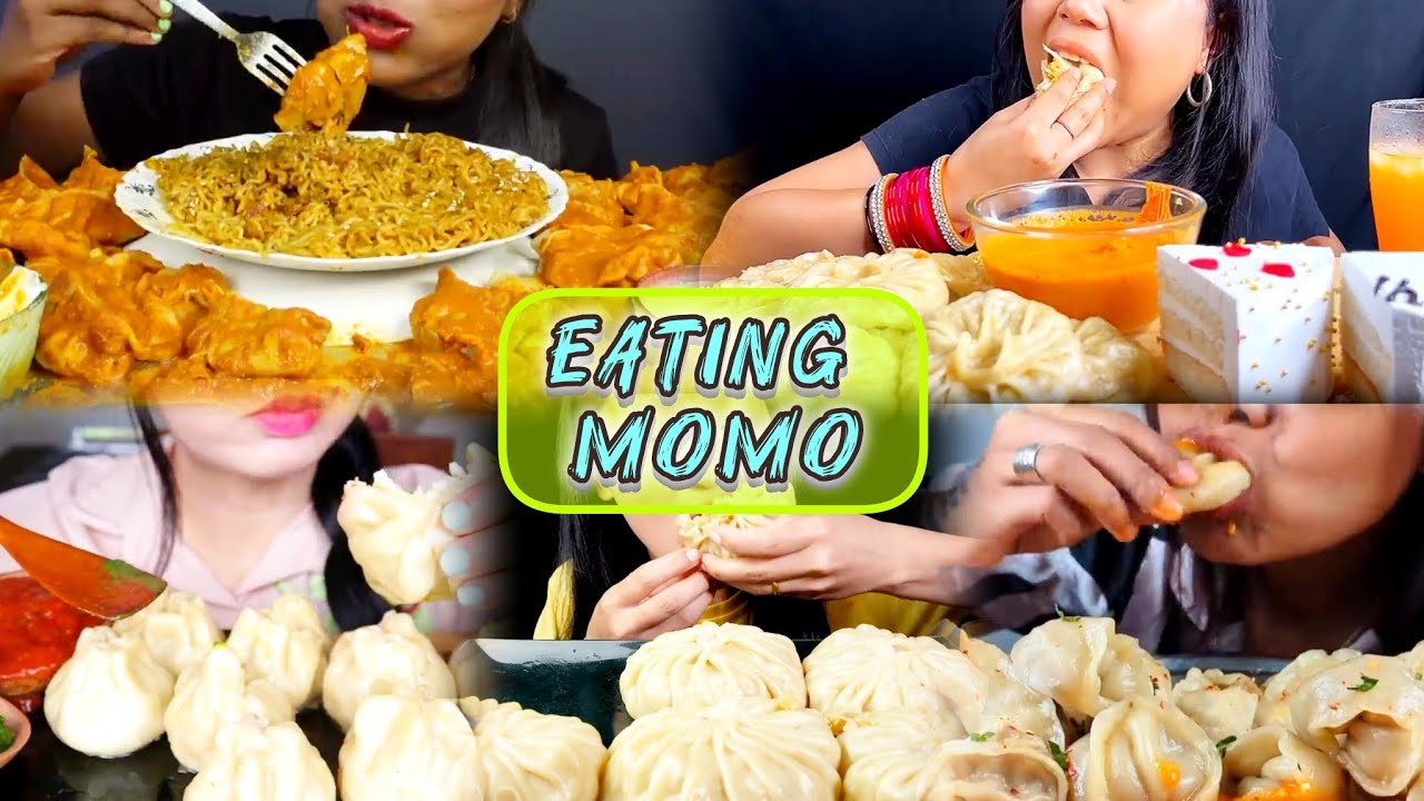 EATING MOMO WITH SPICY CHUTNEY 🤤🥵 MUKBANG SHOW BY FAMOUS MUKBANGERS 💫 ...