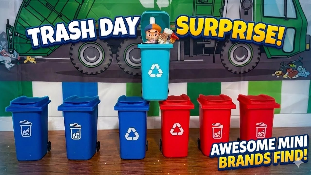Trash Day with mini Garbage bins!!! - YouTube