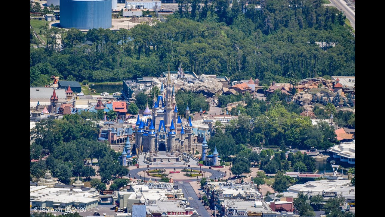 Disney World empty as seen from the air. Closed during 2020 pandemic ...