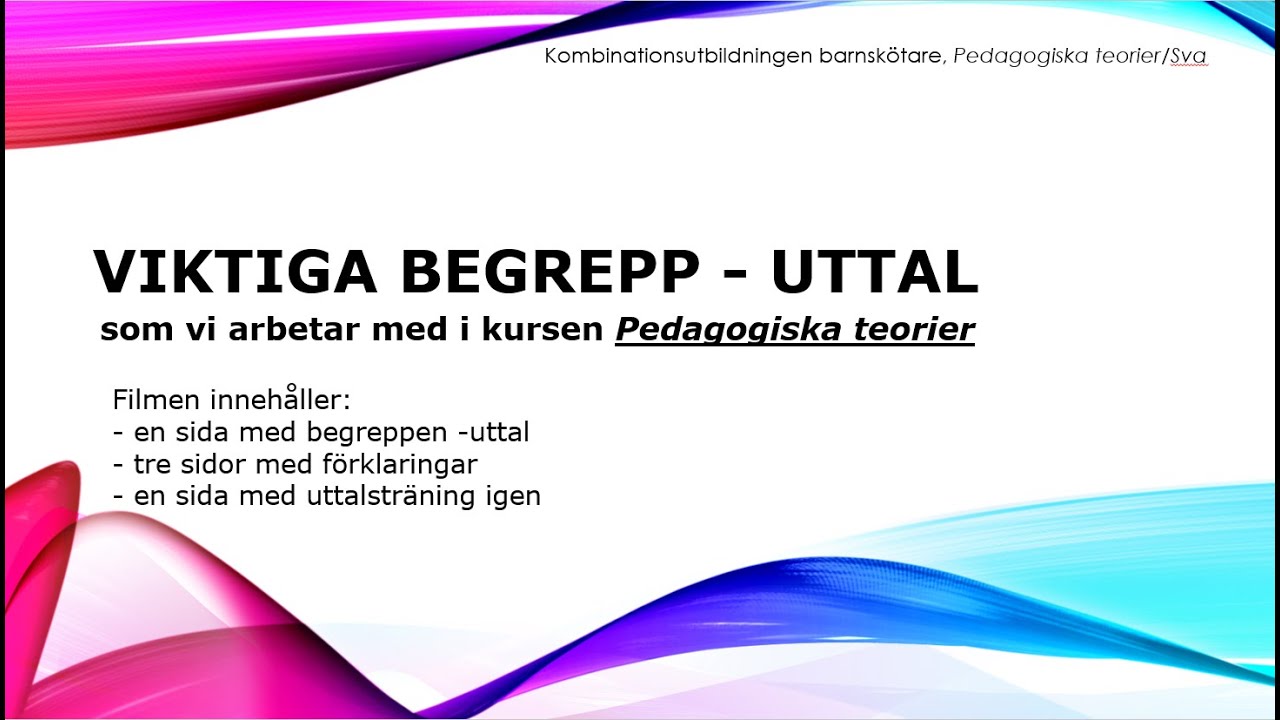Viktiga begrepp i Pedagogiska teorier - YouTube