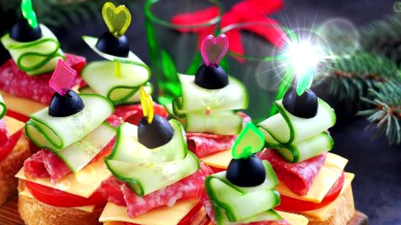 Новогодний стол 2020. Канапе с Сыром и Колбасой. Меню на Новый год 2020 ...
