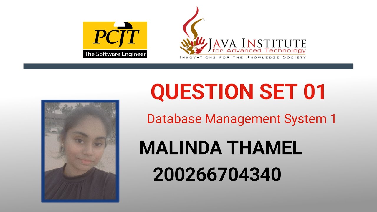 Question Set 01 Database Management System First Year Java Institute Youtube