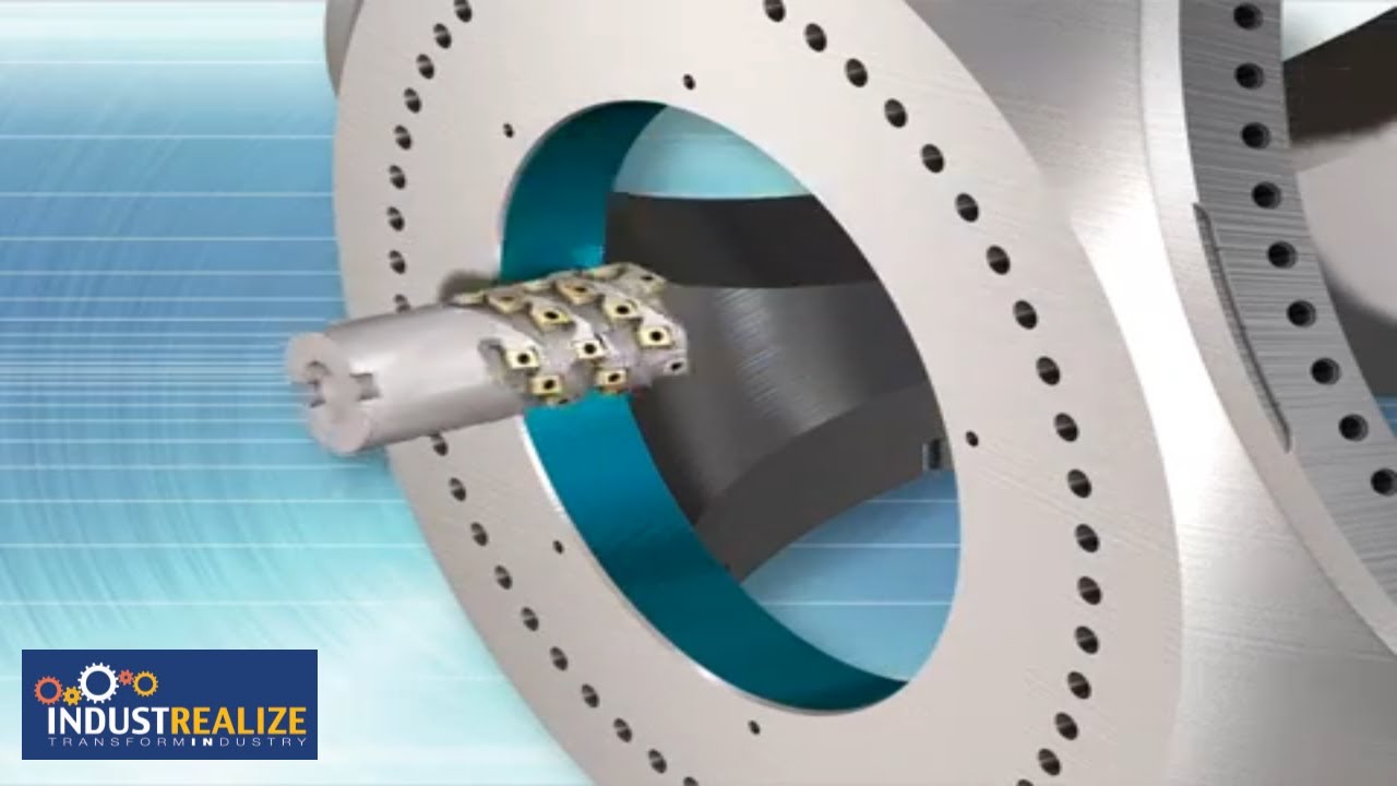 ISCAR INDUSTREALIZE - Wind Power - Rotor Hub - Helical Interpolation Rough Boring - YouTube