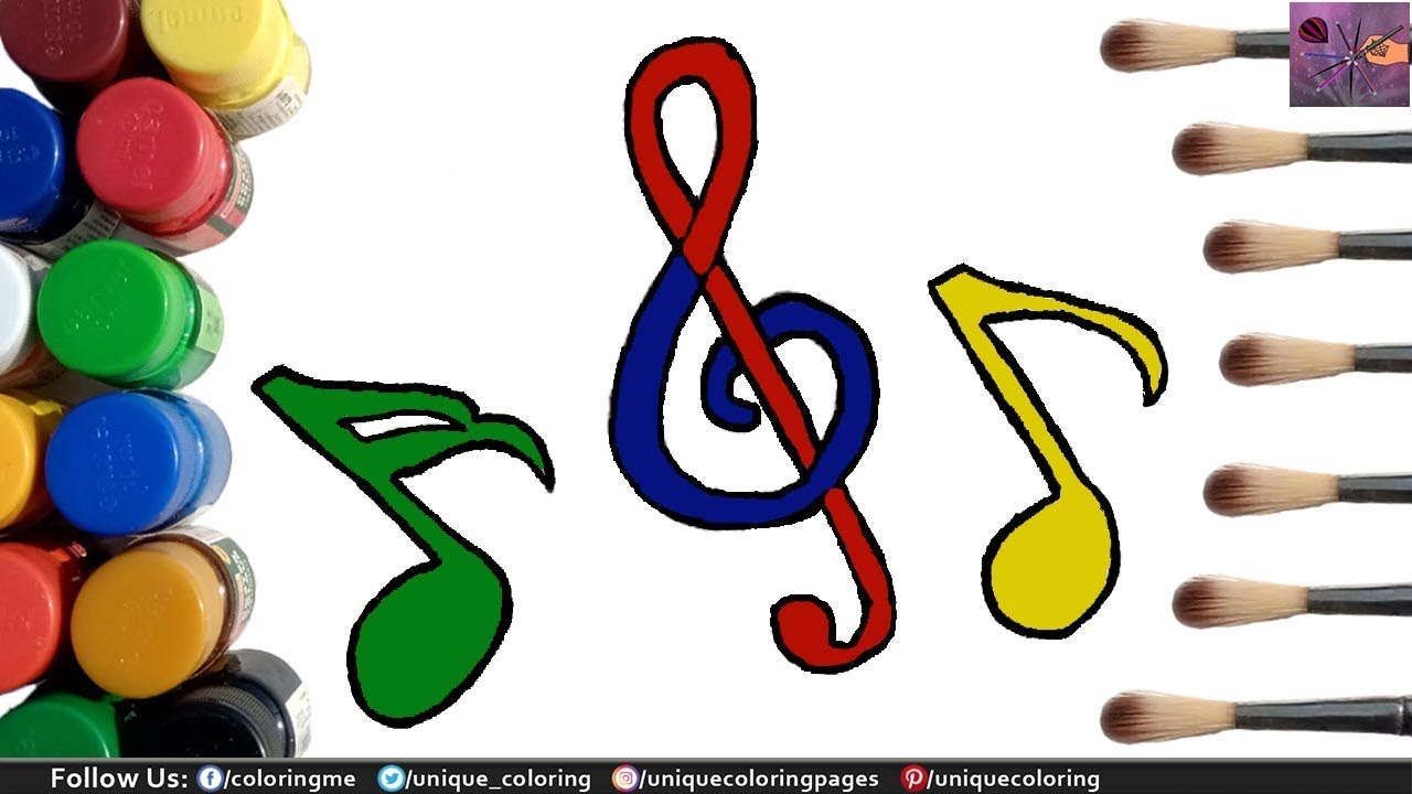 How to Draw Music Notes Step by Step - Musical Notes Drawing & Coloring ...