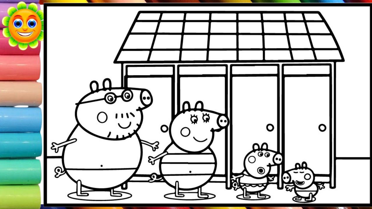 Peppa Pig Ln Front Of The House . Peppa Pig Drawing and Coloring .Peppa ...