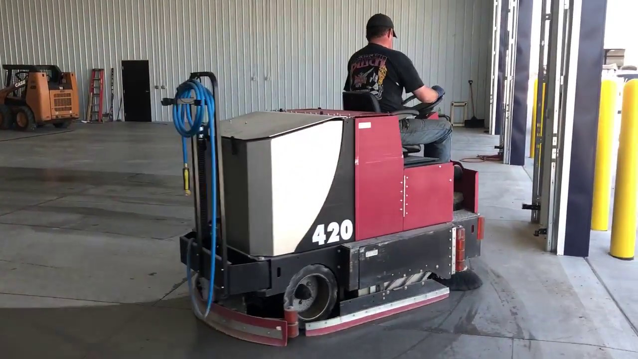 Factory cat 420 Floor Sweeper and Scrubber - YouTube