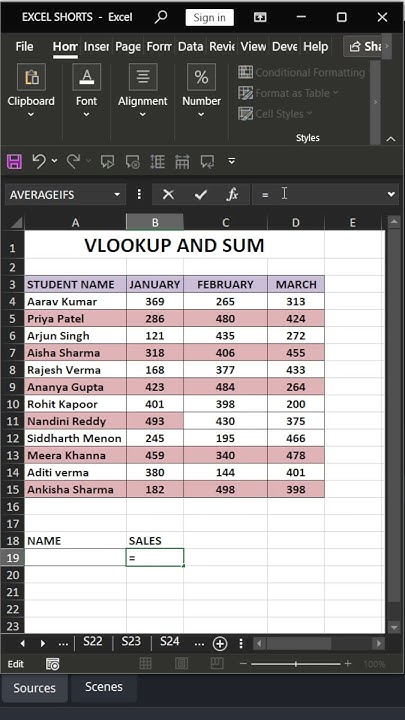 Excel Vlookup And Sum Exceltech Shorts Videos Exceltips Ms Excel Tutorial Exceltricks Excel