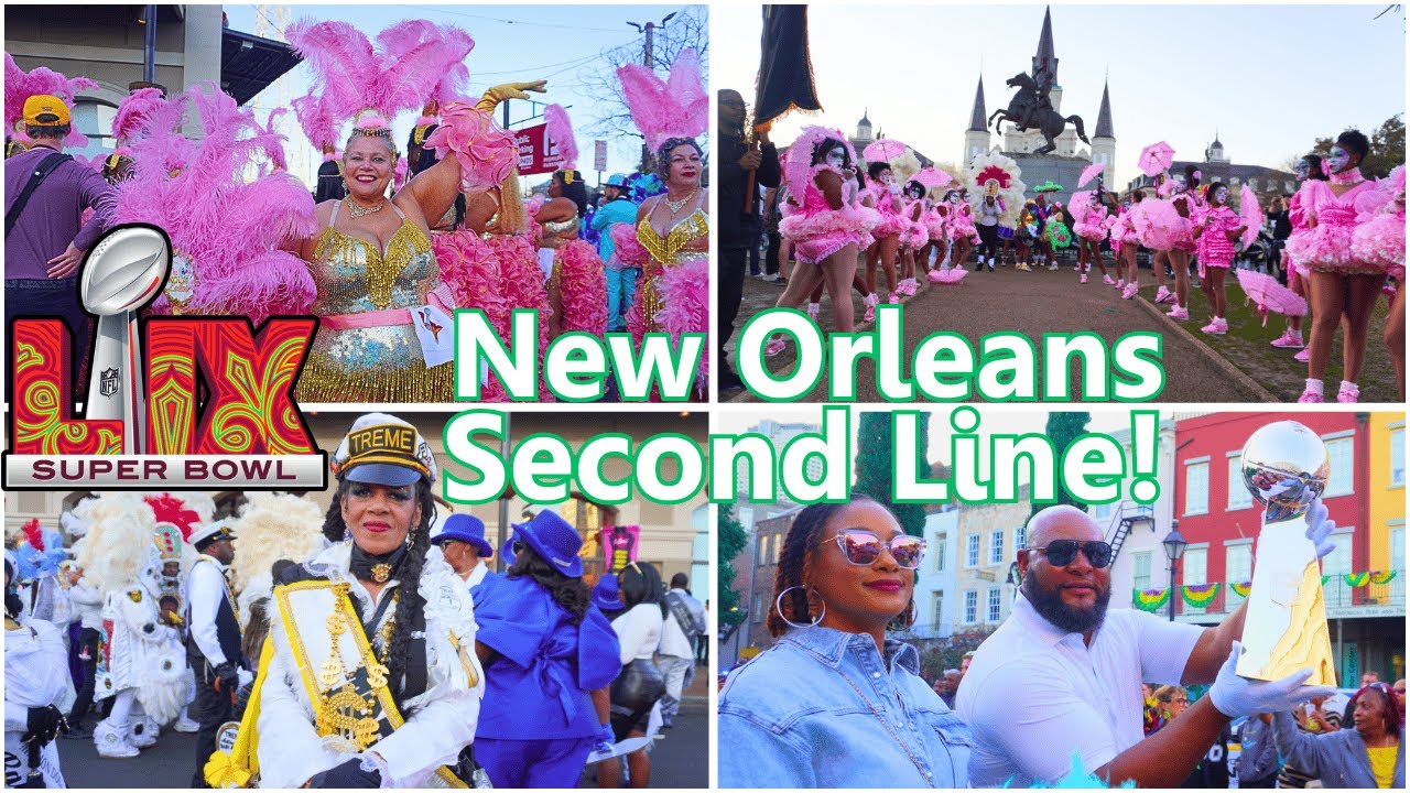 Super Bowl 2025 New Orleans Second line🏈! New Orleans welcomes NFL ...