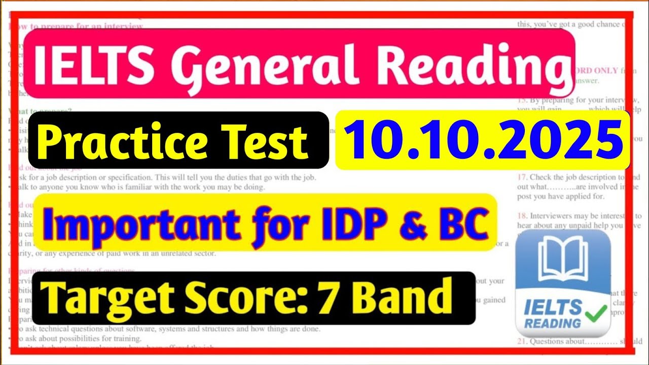 IELTS Reading General Training Practice Test 2025 With Answers | IELTS ...