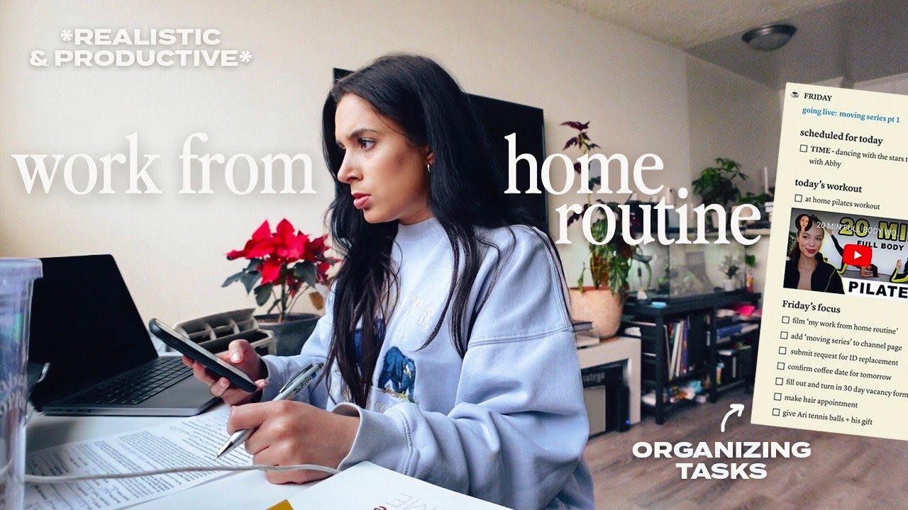 MY 9-5 WORK FROM HOME ROUTINE | productive day in my life working ...