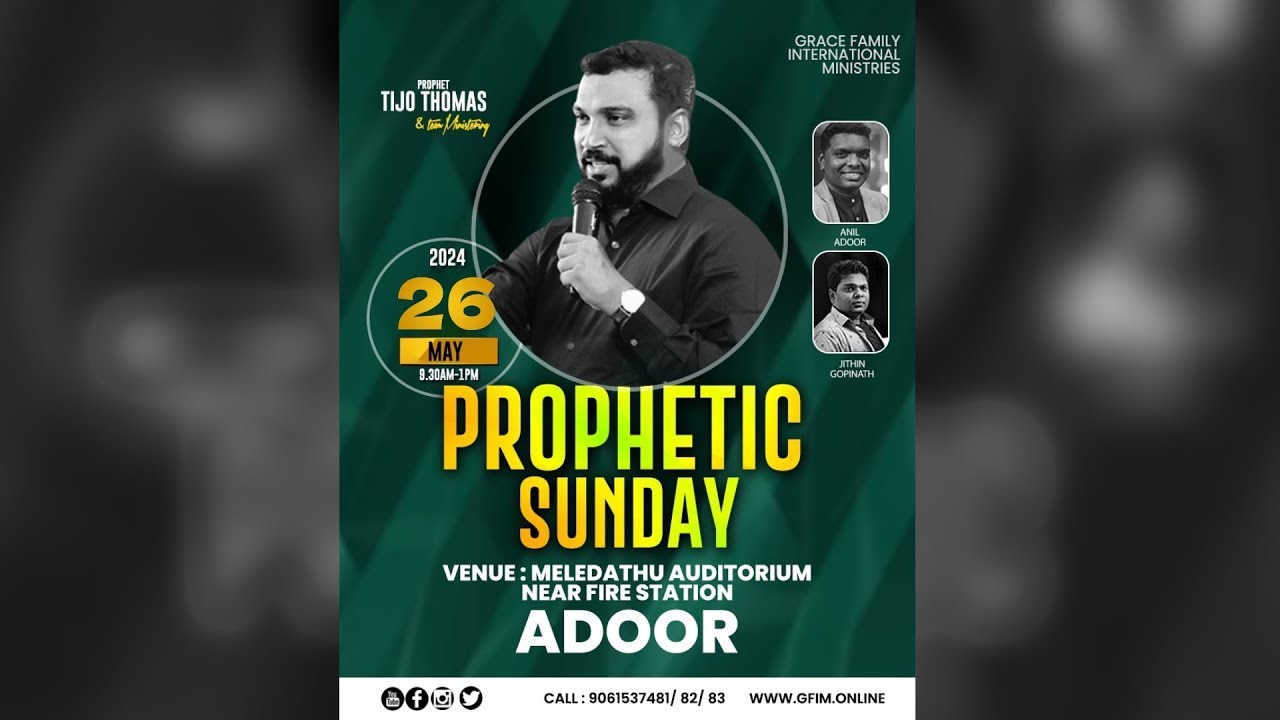 Prophetic Sunday | Pr. Tijo Thomas | 26.5.2024 | Grace Family - YouTube