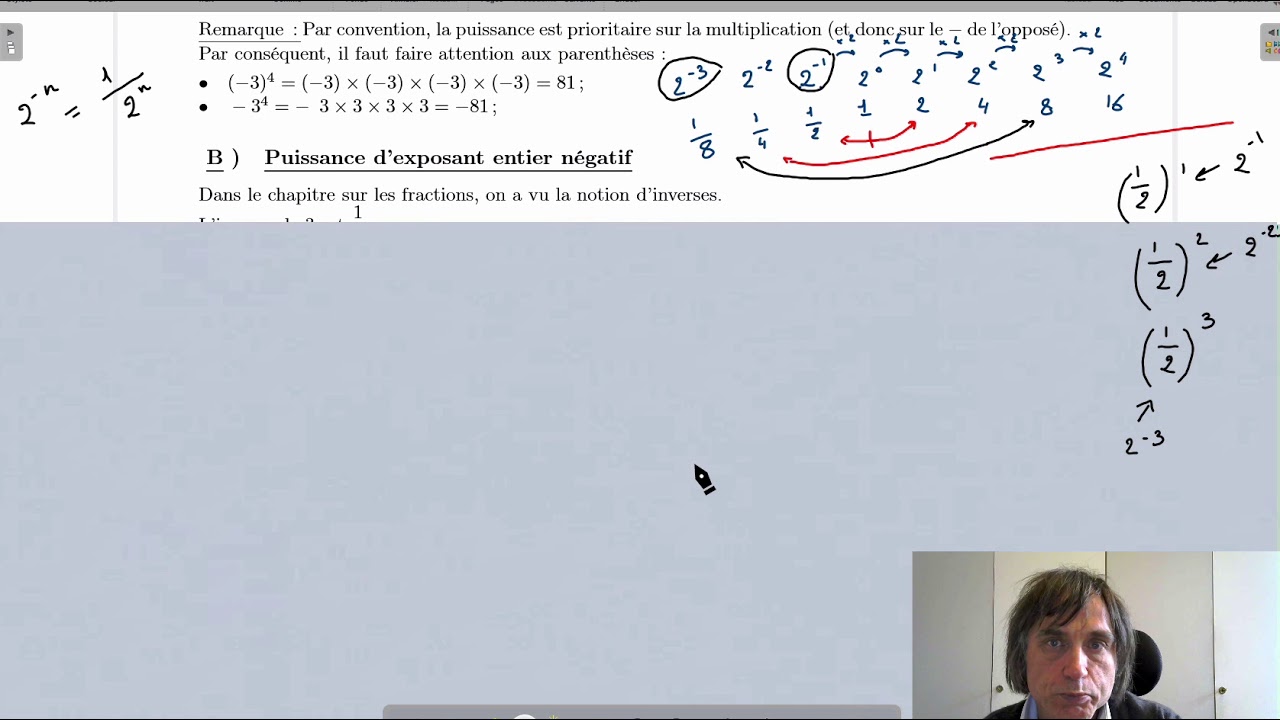 4e : cours chap 13 : puissances - suite : puissances d'exposant négatif ...