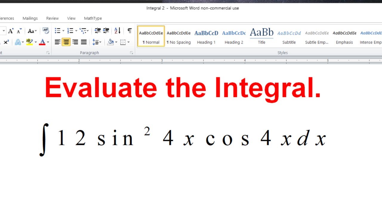 The Integral of 12sin^2(4x)cos(4x) - YouTube