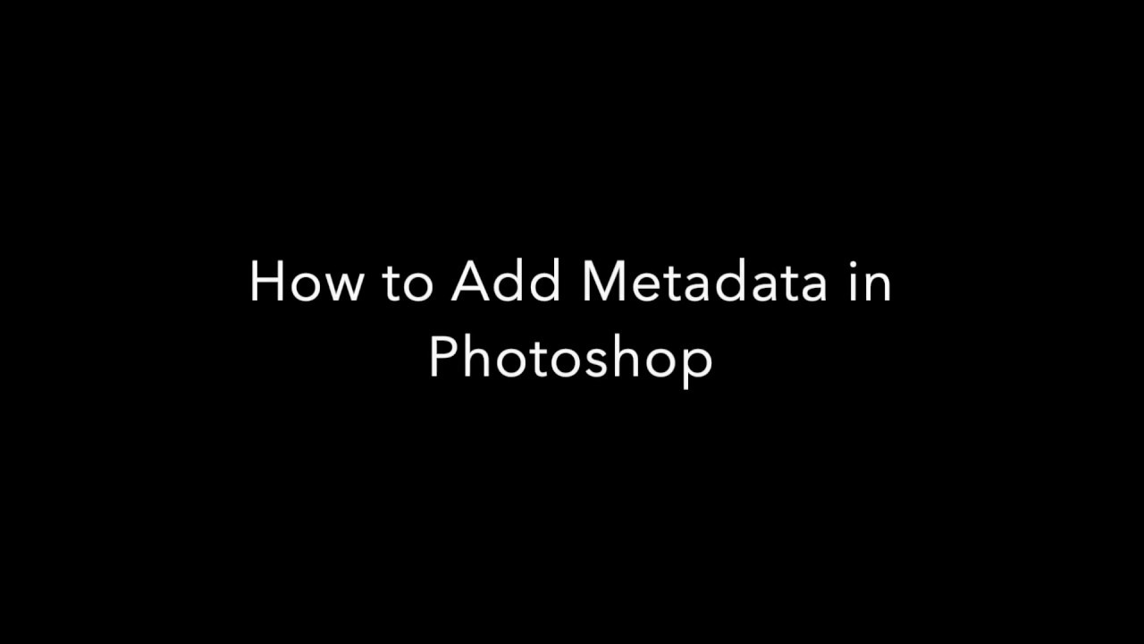 Photoshop Basics: How to in add metadata information - YouTube