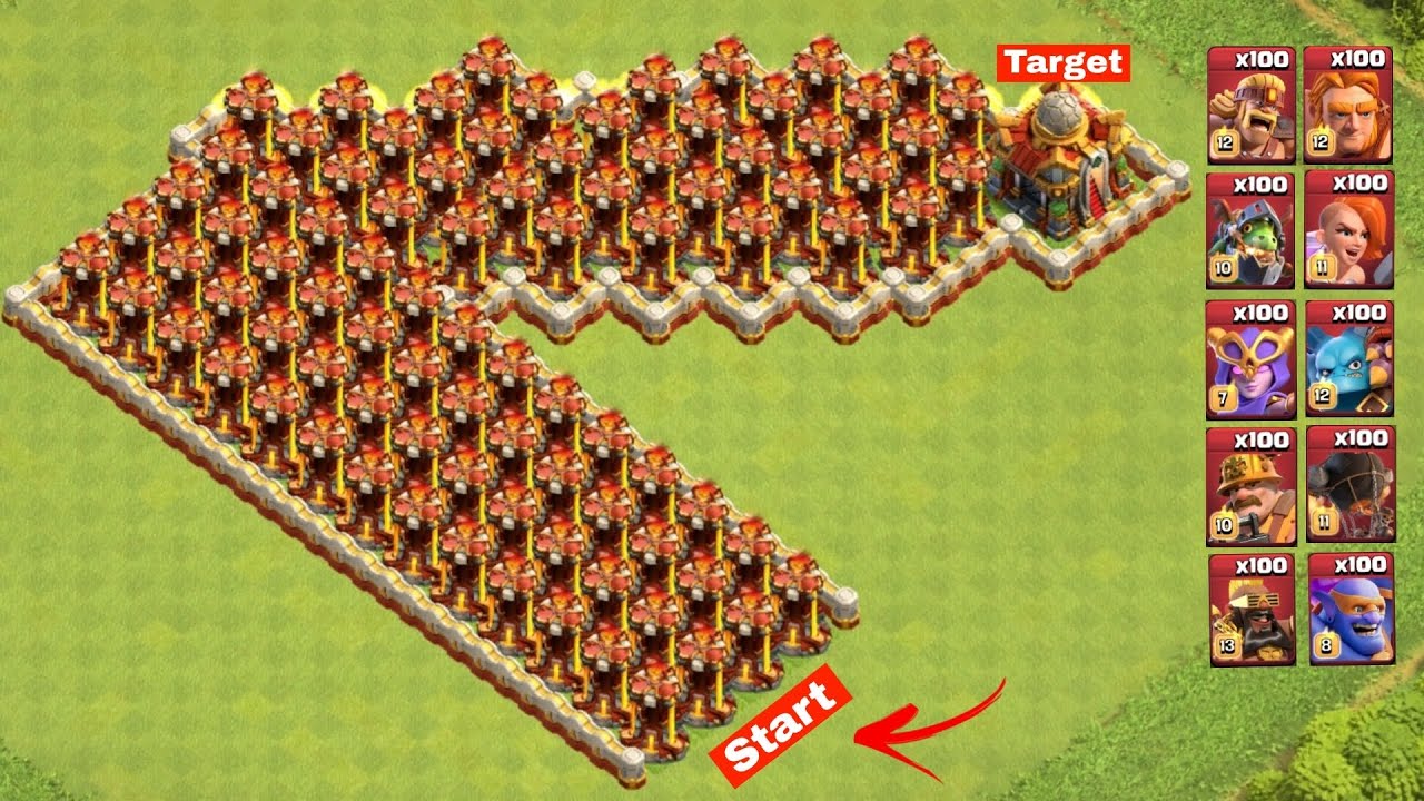100x Super Troops Vs Level 10 Inferno Tower Base Formation Clash Of ...