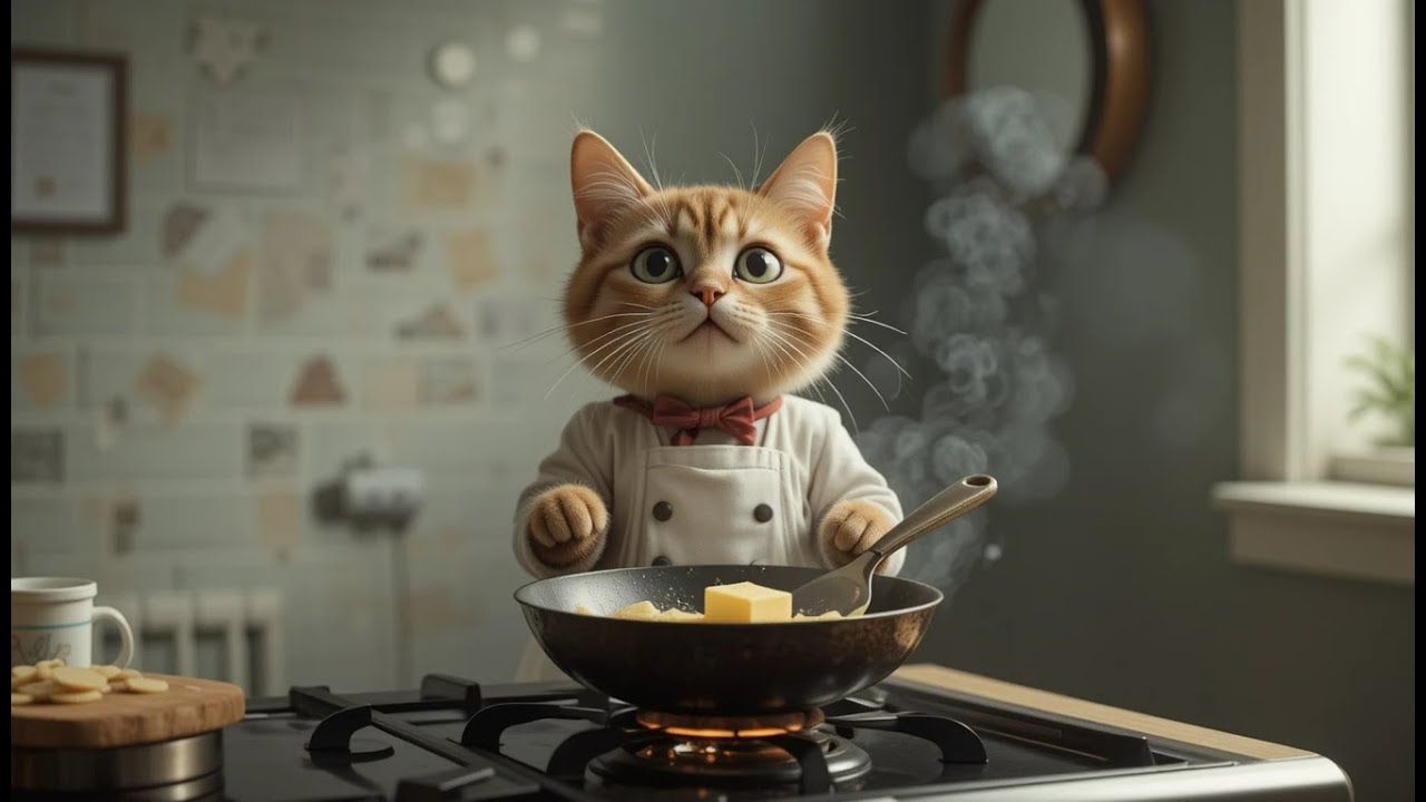 how to make cat cooking ai video | pancake recipe easy | Perfect Fluffy ...