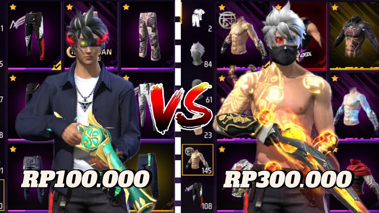 REVIEW AKUN FF HARGA 100.000 VS 300.000 !! ADA SG METEOR🥶🔥 - YouTube