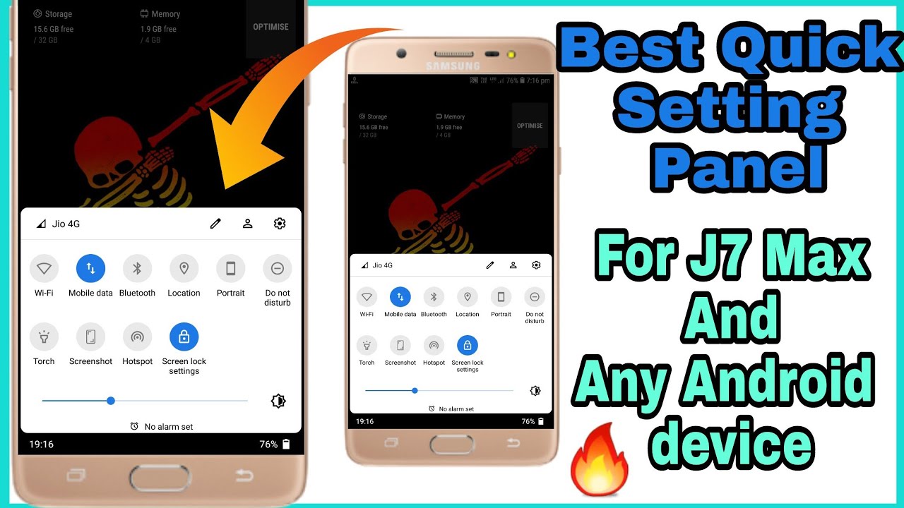 Best bottom Quick Setting notification panel for j7max and any Android devices.👌🔥 - YouTube