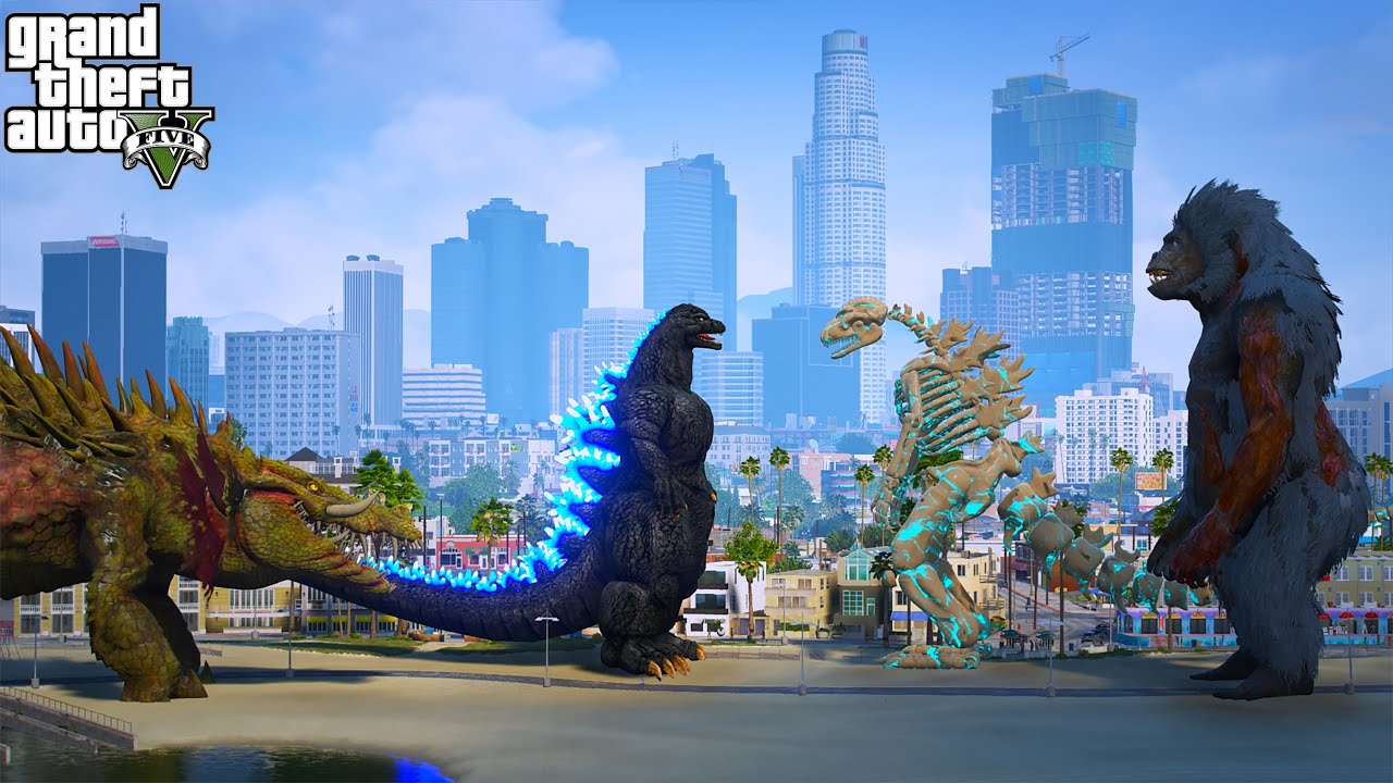 Skeleton Godzilla and Zombies Gorilla VS Lizzie Rampage and Heisei ...