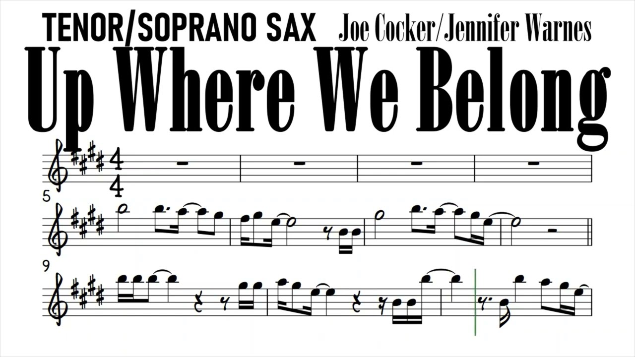 Up Where We Belong Tenor Soprano Sax Sheet Music Backing Track Play ...