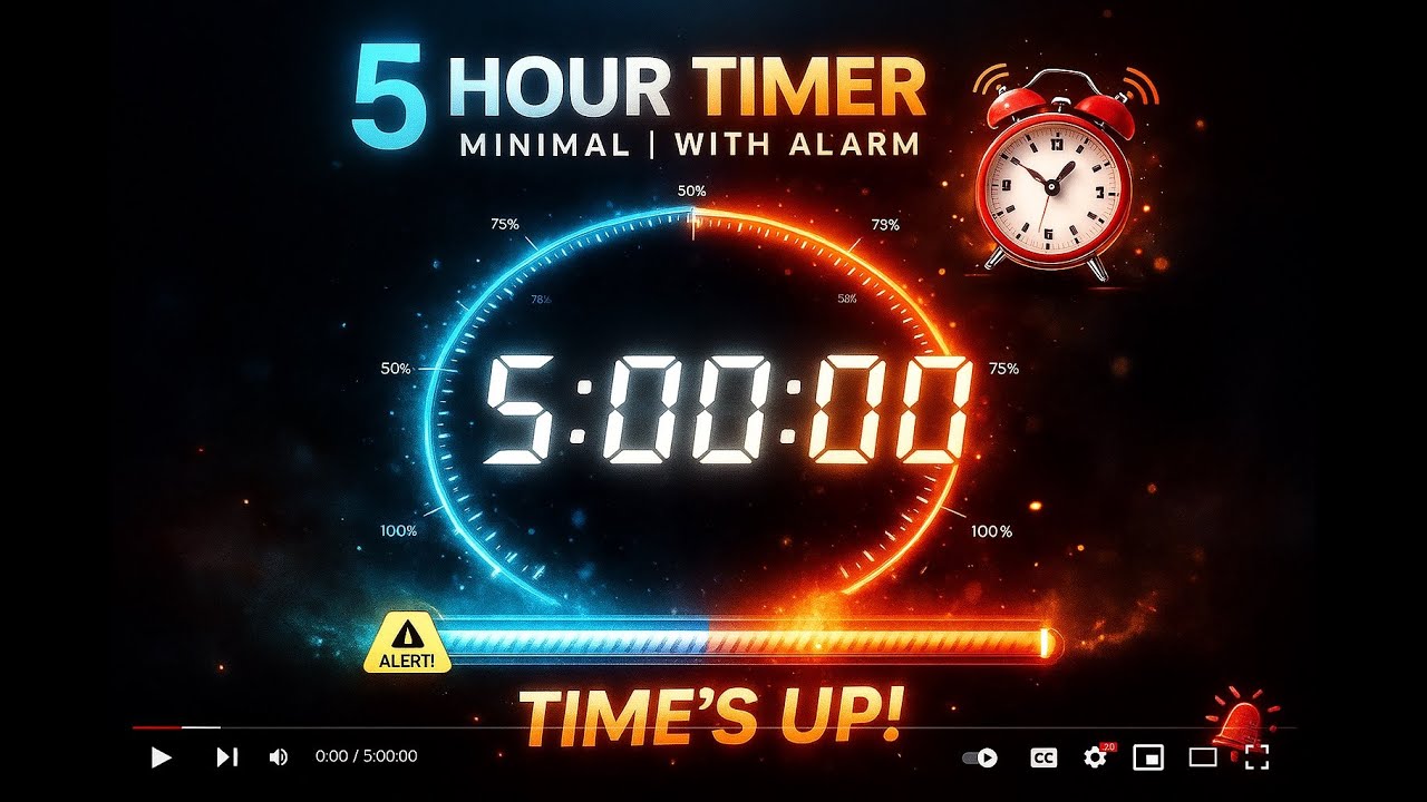 5 Hour Timer | Countdown Timer Minimal | With Alarm - YouTube