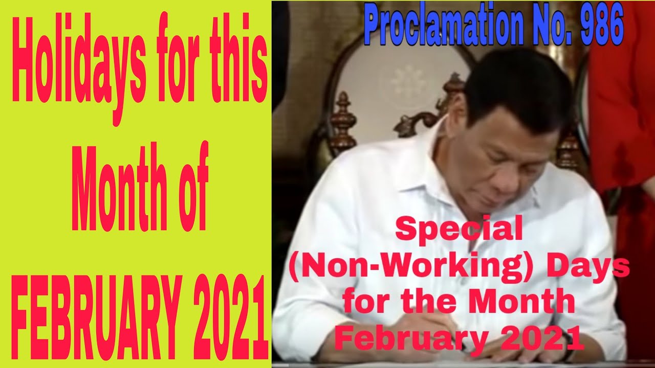SPECIAL (NON-WORKING) DAYS FOR THE MONTH OF FEBRUARY 2021 - YouTube