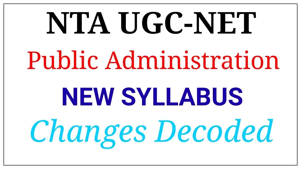 New Syllabus of NTA- UGC NET (PUBLIC ADMINISTRATION.) - YouTube