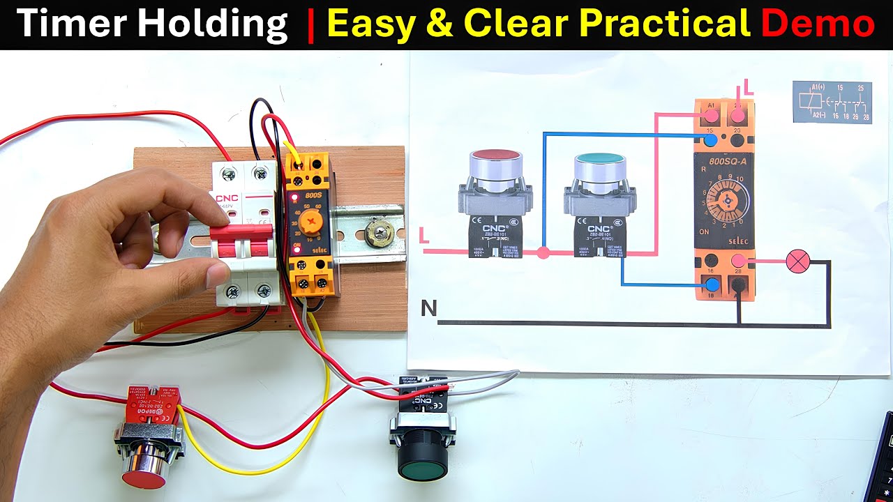 3 Phase Motor Timer से Auto ON/OFF | Timer holding circuit | Off delay ...
