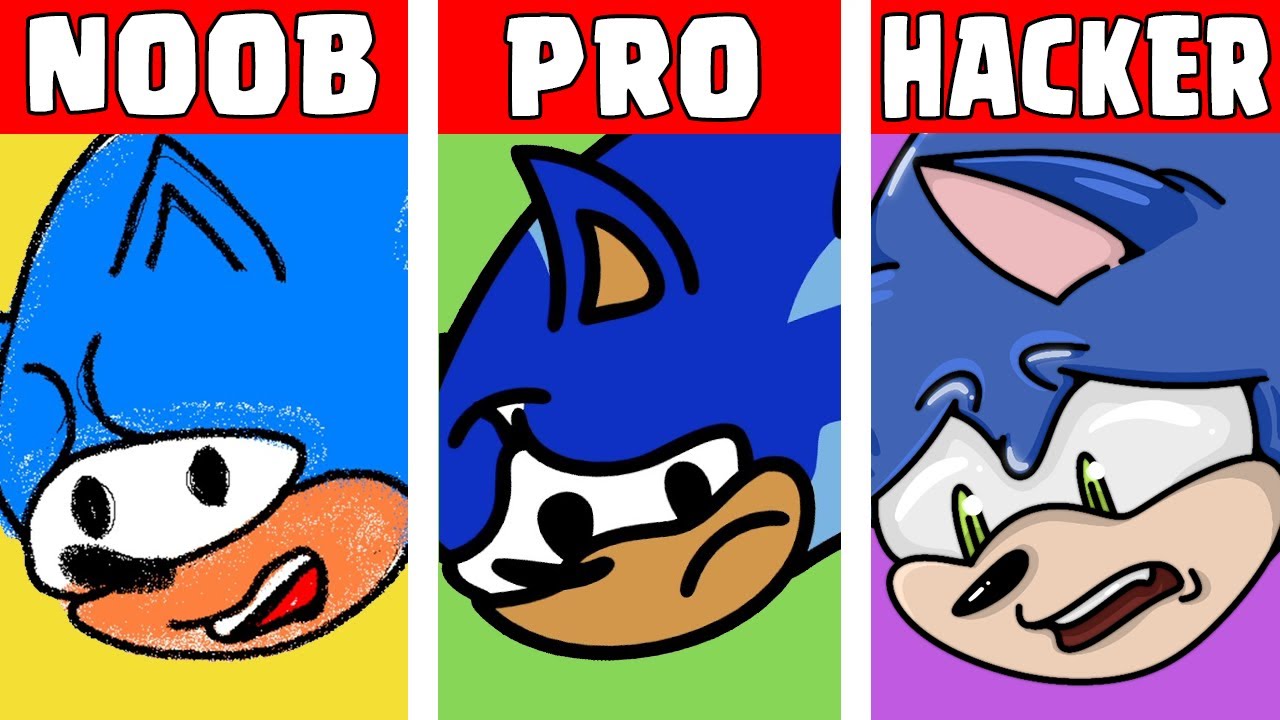 Redrawing Sonic Chaos Nightmare NOOB vs PRO vs HACKER - YouTube