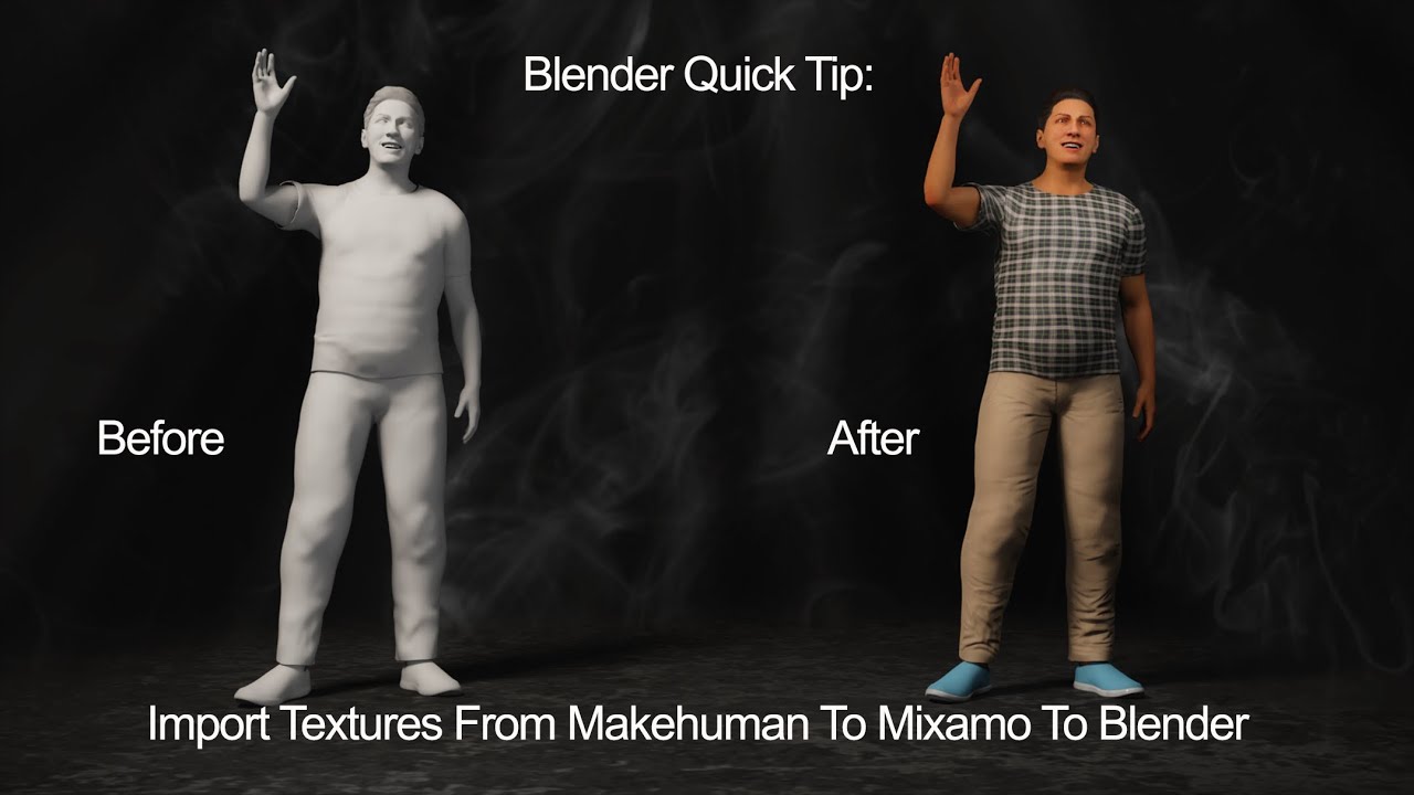 Blender Quick Tip: How To import textures from makehuman to mixamo to Blender. - YouTube