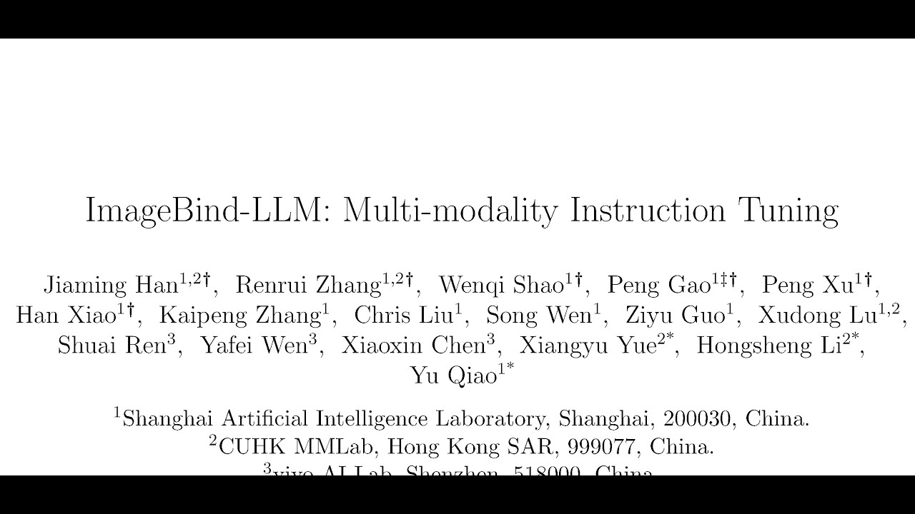 Imagebind Llm Multi Modality Instruction Tuning Youtube