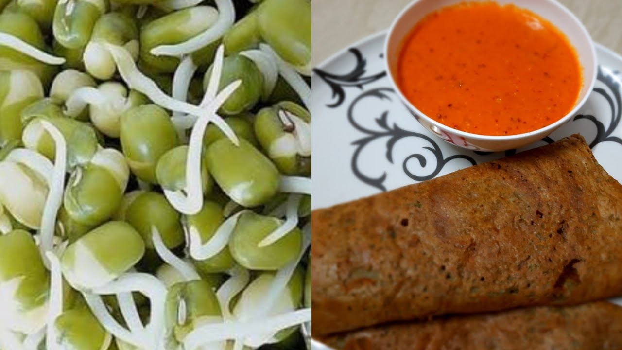 Instant Sprouted Moong Dal Dosa | Pesarattu | Sprouted Green Gram Dosa ...