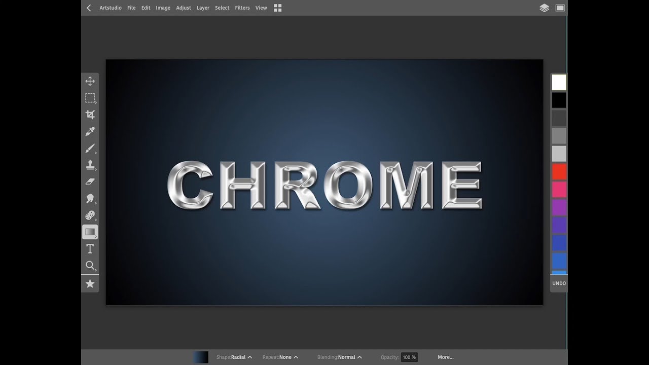 Chrome Text in Artstudio Pro - YouTube