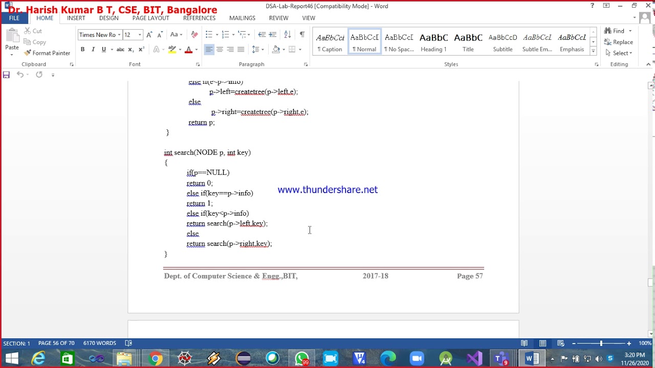 DSA Class 60 Lab Program 10 On Binary Search Tree 2020 11 26 - YouTube