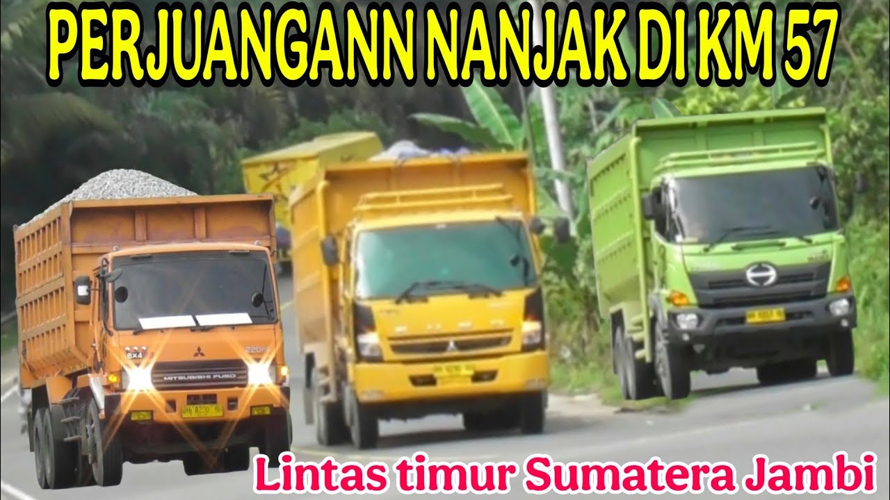 Fuso truck, Hino truck _ creeping uphill at km 57 split load, faw jh6 NGEJOOS 🔥 cross Sumatra🔥 ...
