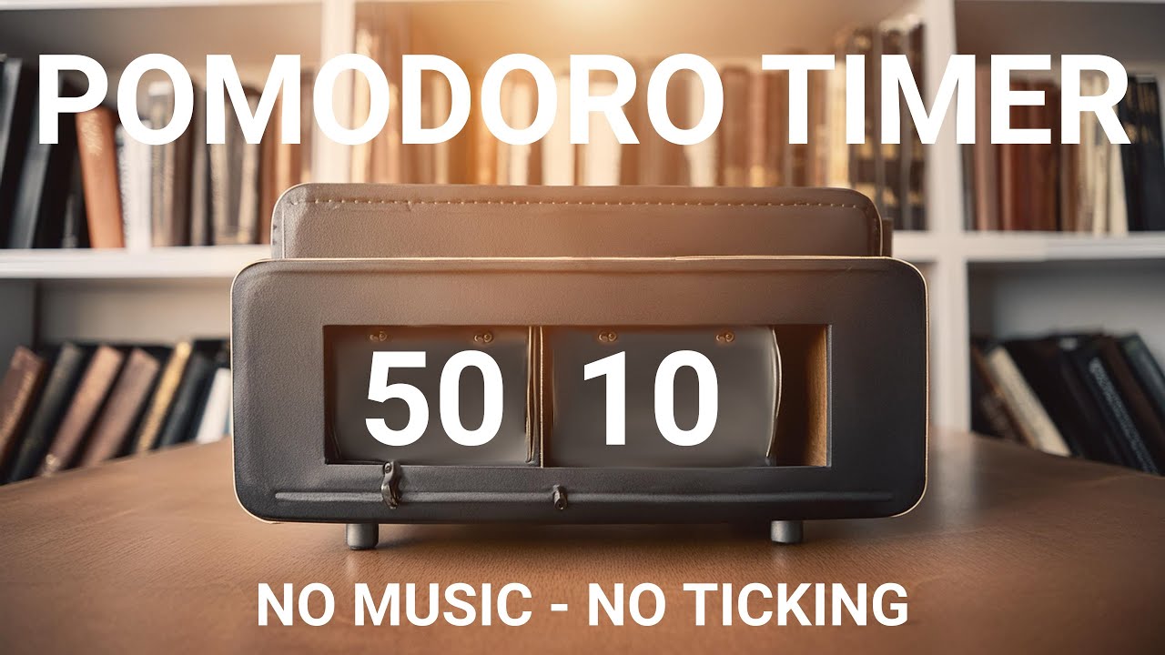 50 / 10 Vintage Pomodoro Timer - 4 hours study || No Music No Ticking ...