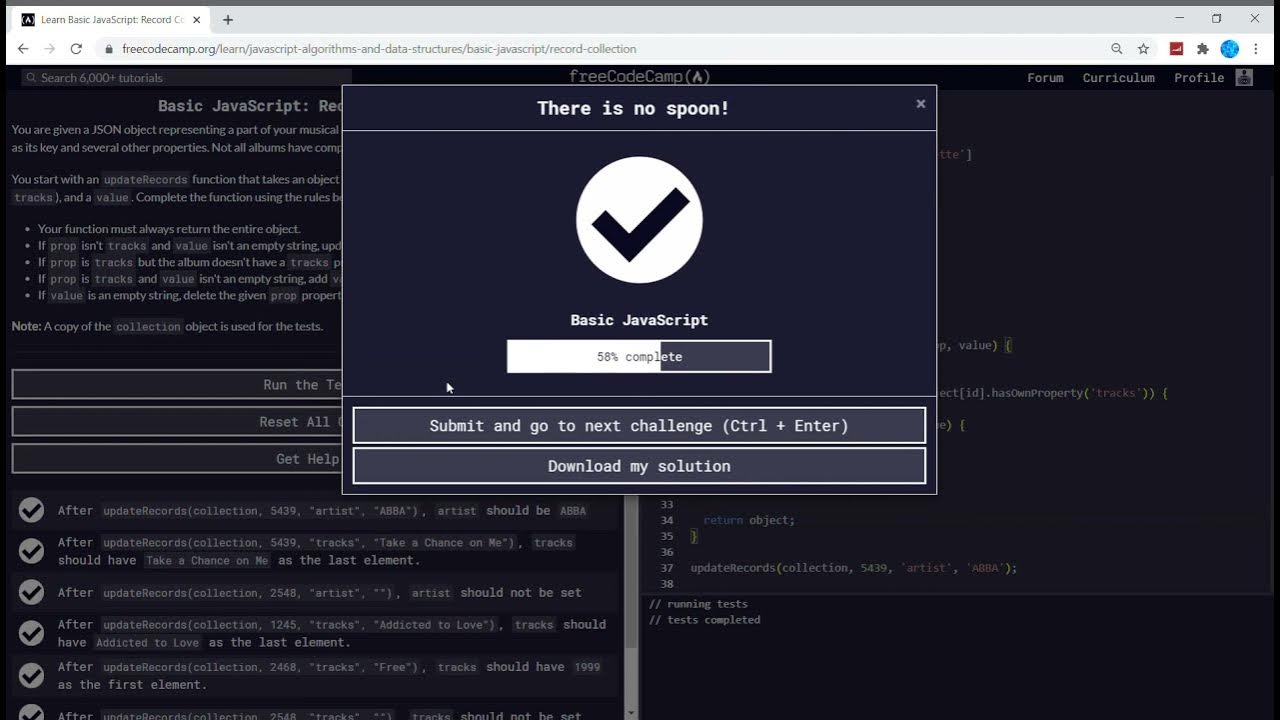 Basic Javascript (93/111) | Record Collection | freeCodeCamp - YouTube