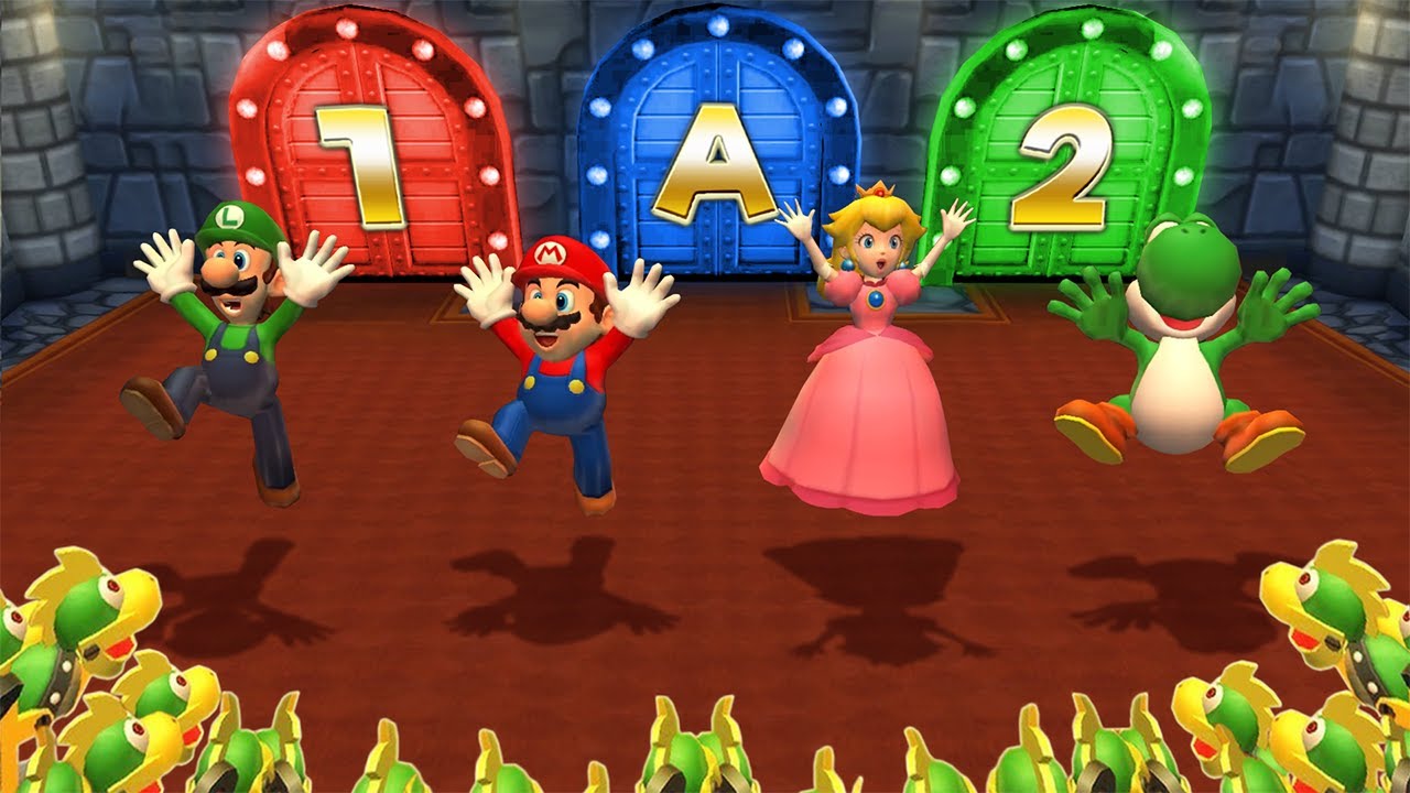 Mario Party 9 Minigames - Mario Vs Yoshi Vs Peach Vs Luigi (Master ...