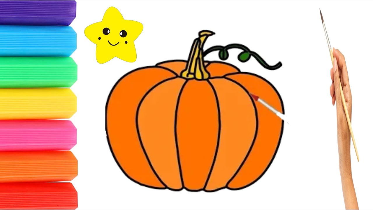 How to draw a Pumkin for kids / vegetables drawing for kids/menggambar ...