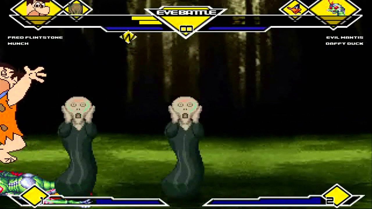 MUGEN: Fred Flintstone & Munch vs Evil Mantis & Daffy Duck - YouTube