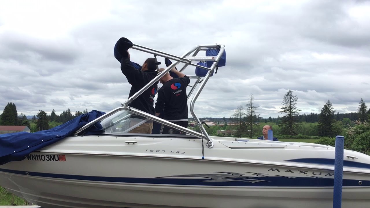 How to close the over the Top bimini on Edge 1 - YouTube
