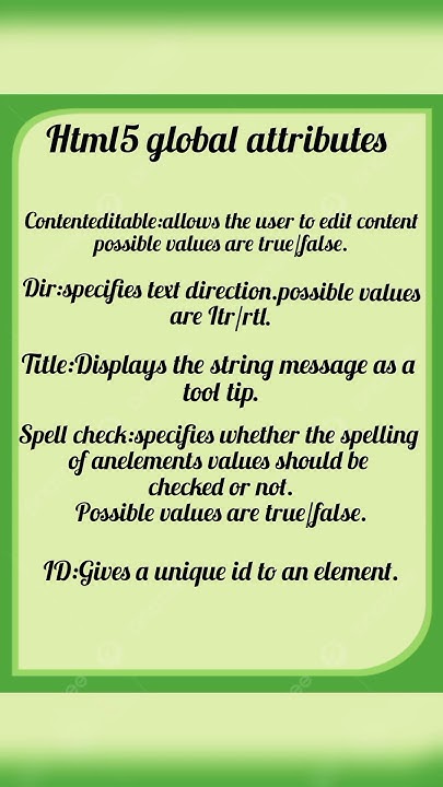 Html5 global attributes ||html|css||javascript||coding - YouTube