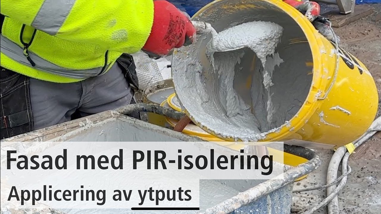 Fasad med PIR-isolering - applicering av ytputs - YouTube