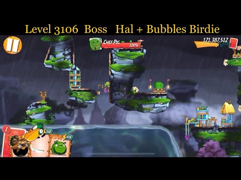 Angry Birds 2 AB2 Level 3106 Boss Hal + Bubbles Birdie - YouTube