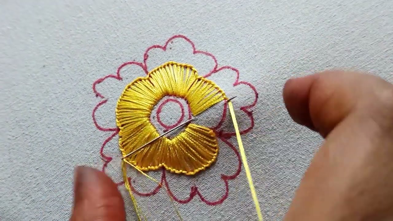Beautiful Hand Embroidery flower ll andhamayina flower stiching - YouTube