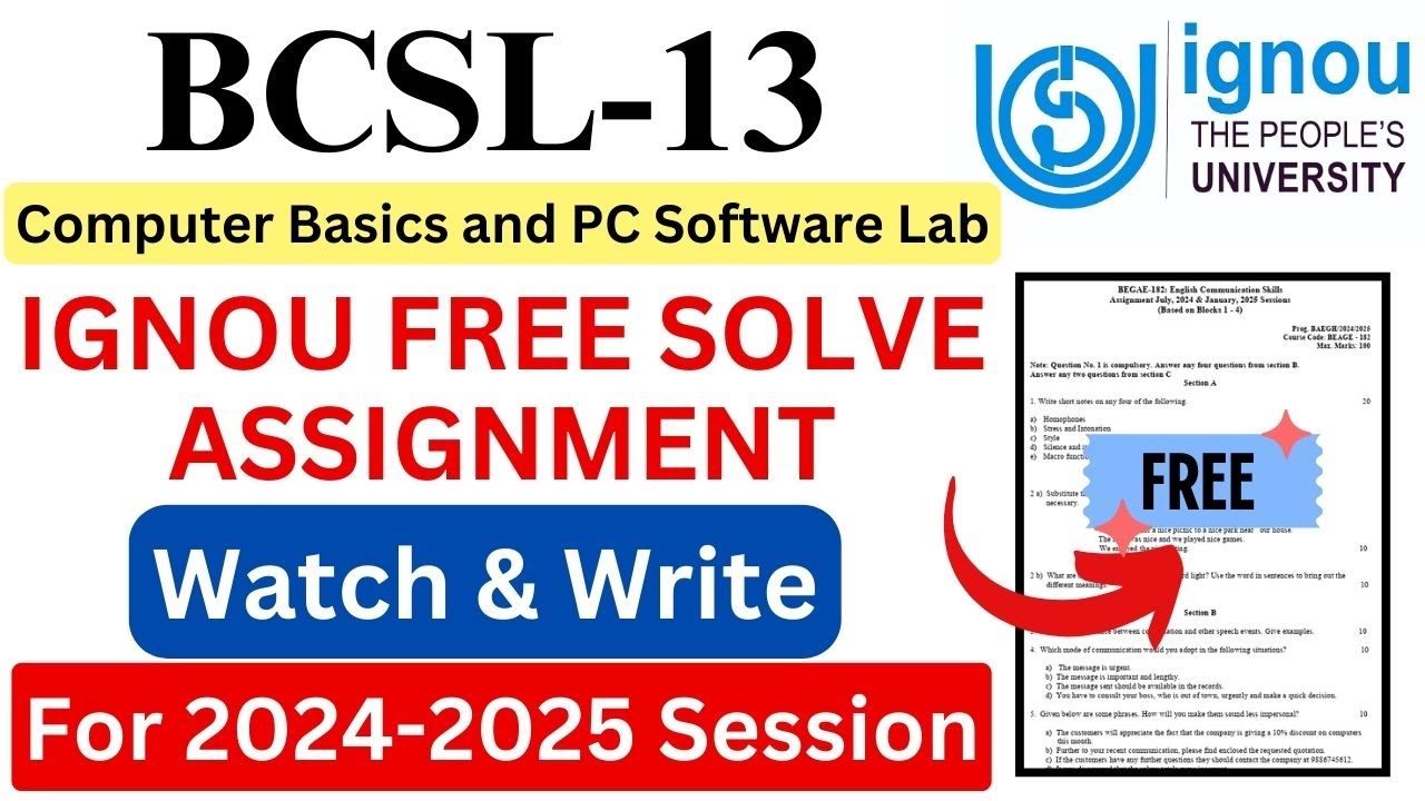 IGNOU BCSL-13 Solve Assignment 2024-2025 Download | IGNOU Free ...