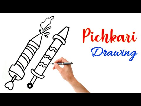 How to draw pichkari | Pichkari drawing easy step by step | Pichkari ...