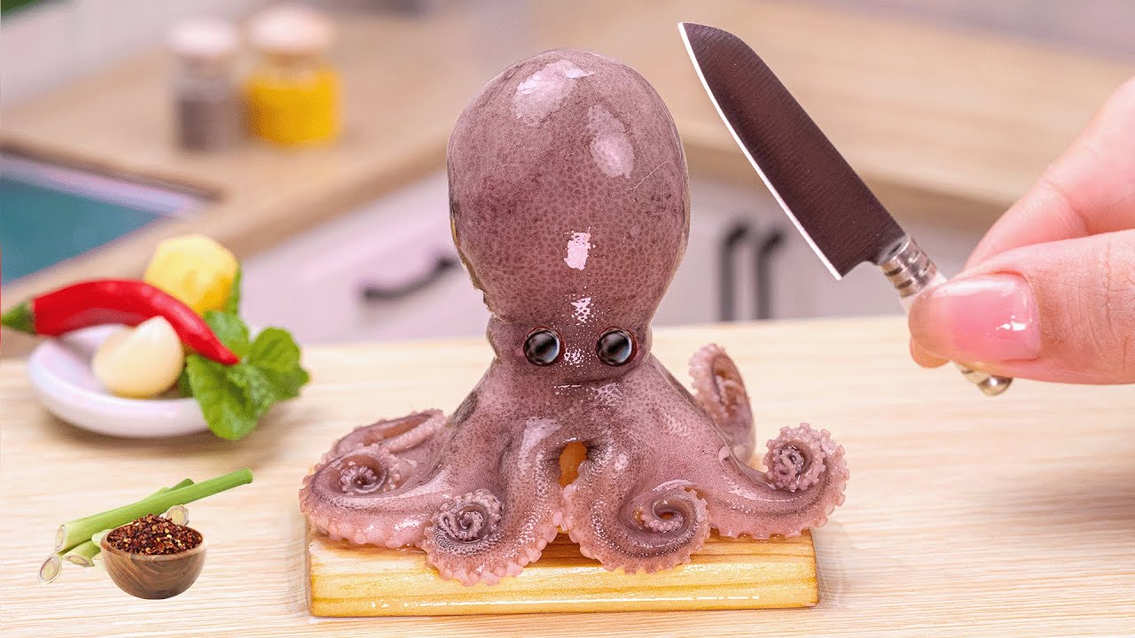 Best Mini Food Cooking | Spicy Miniature Korean Octopus Recipe In Mini ...